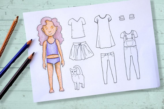 Dress up Doll Paper Doll Printable Craft Kit Adult Coloring - Etsy