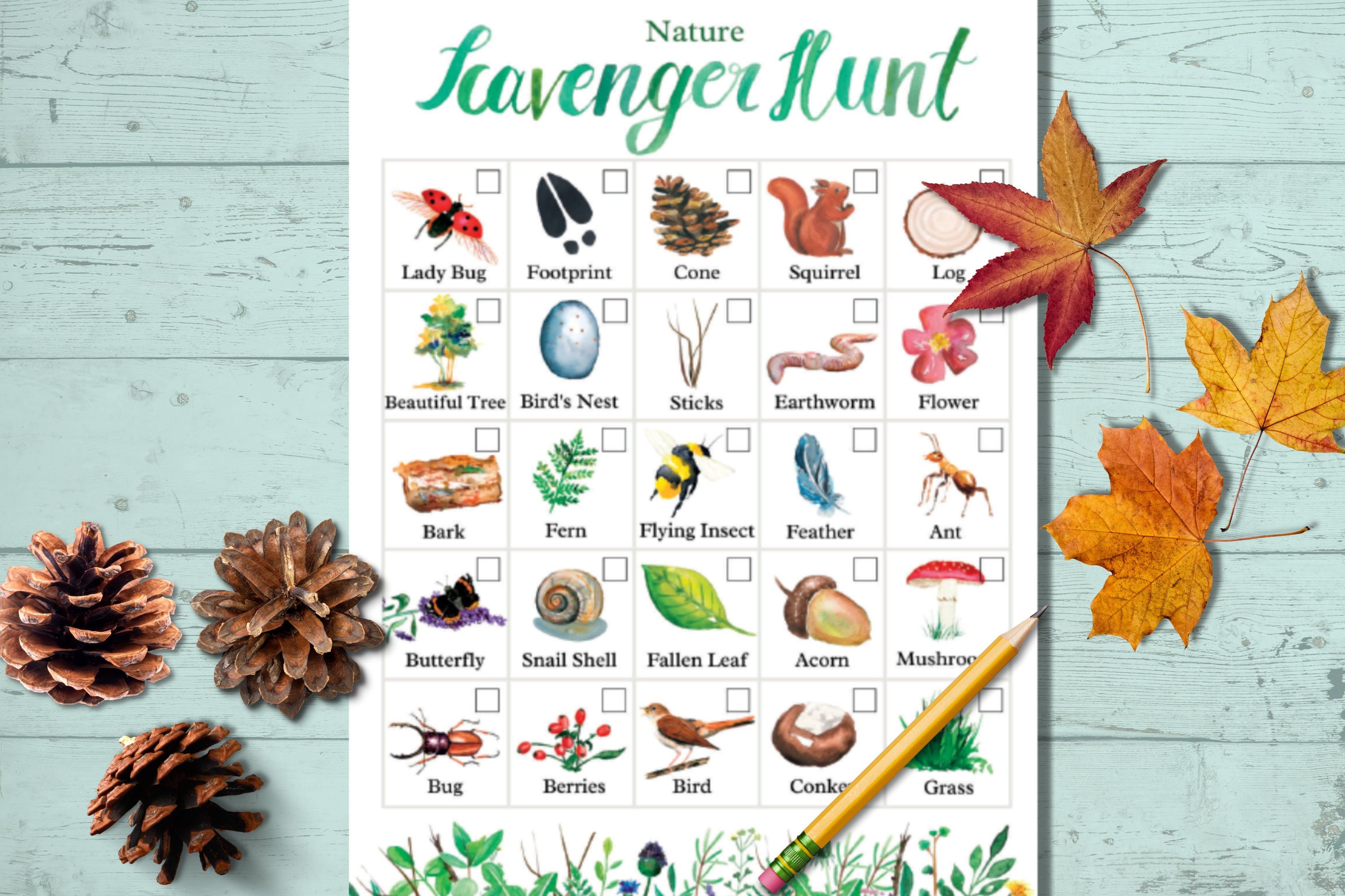 Nature Scavenger Hunt Printable, Forest Treasure Hunt for Kids, Hiking ...