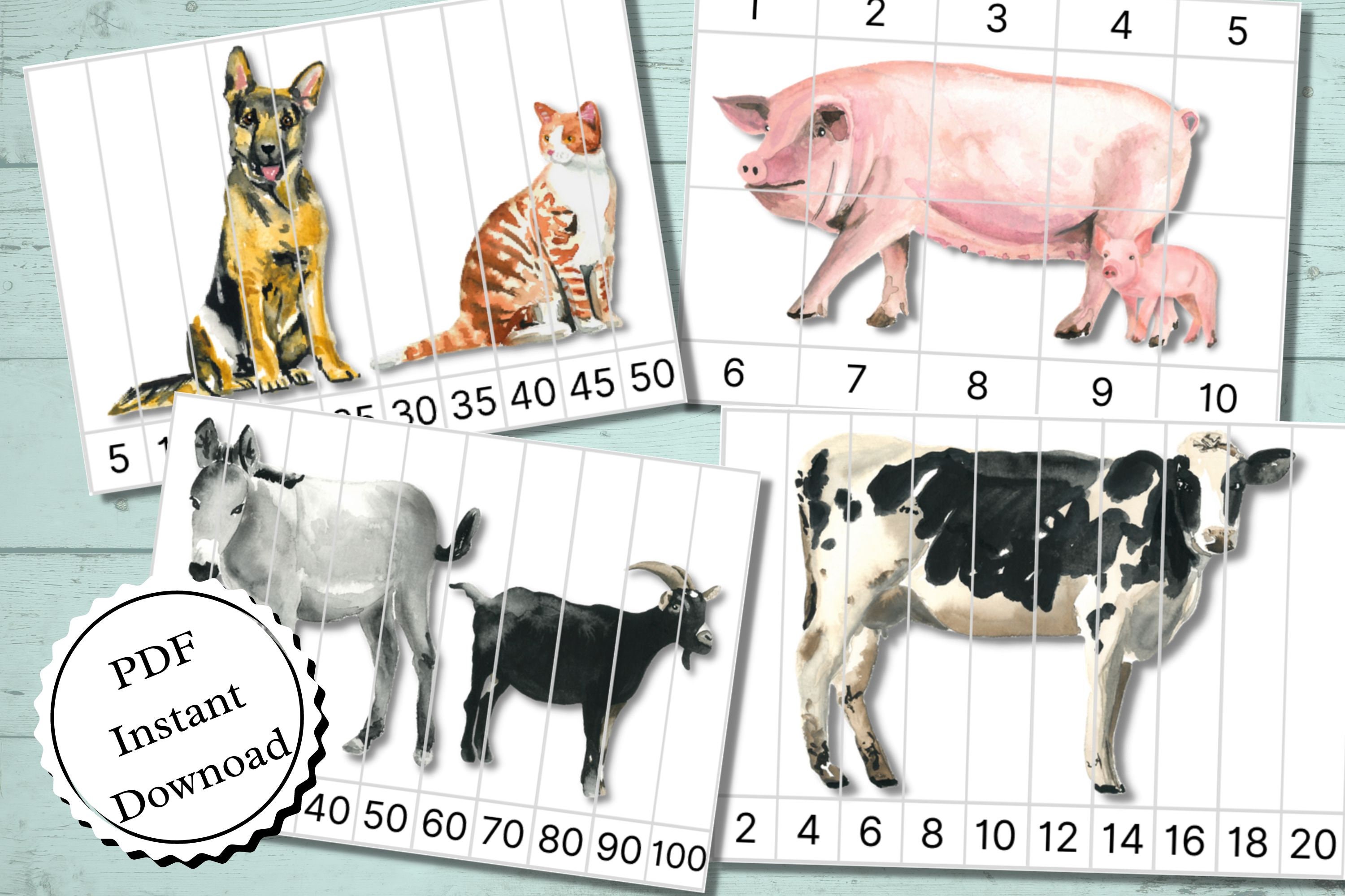 Skip Counting Puzzles, Montessori Counting Printables for Kindergarten ...