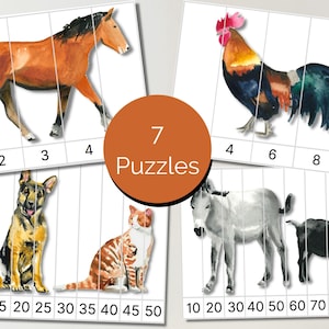 Skip Counting Puzzles, Montessori Counting Printables for Kindergarten ...