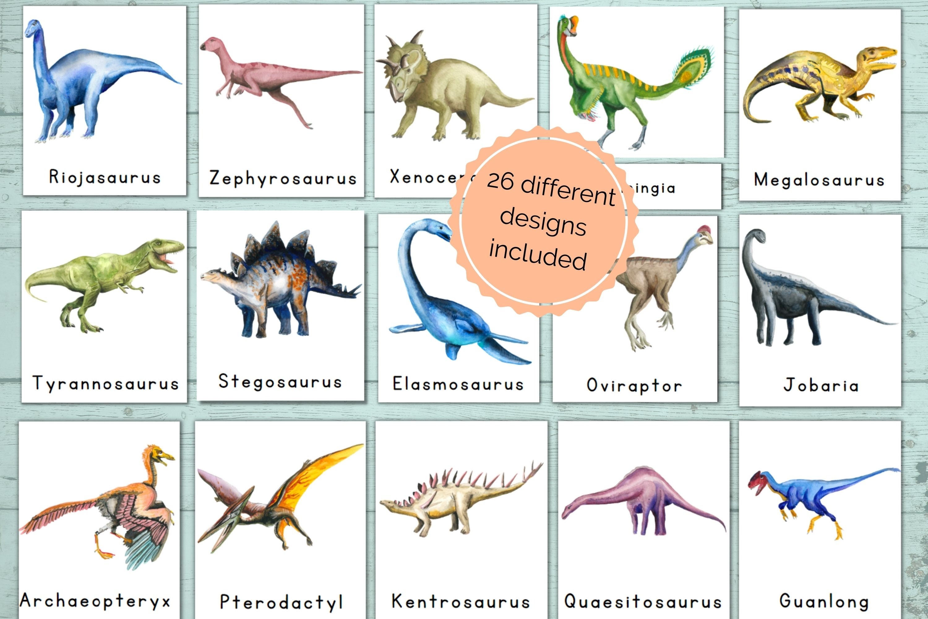 Dinosaurs Montessori Printable, Montessori Three Part Cards, Montessori ...