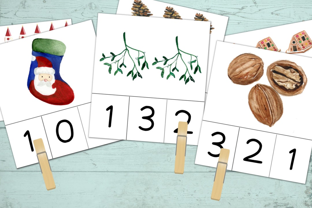 Winter Count and Clip Cards #1-20, Numbers 1-20 Flash Cards, Counting ...