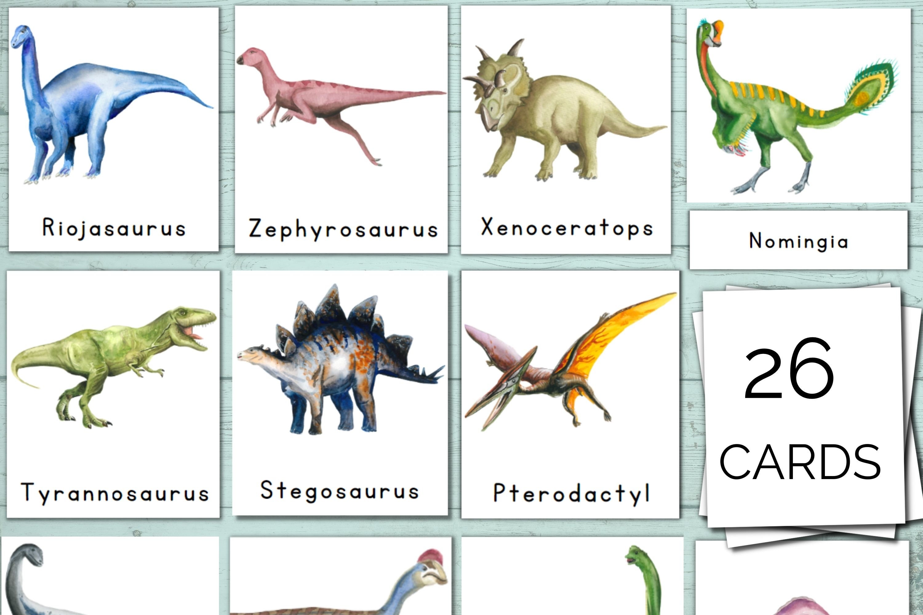 Dinosaurs Montessori Printable, Montessori Three Part Cards, Montessori ...
