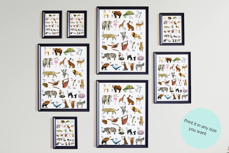 Animal Alphabet Poster educational wall art for kindergarten | Etsy