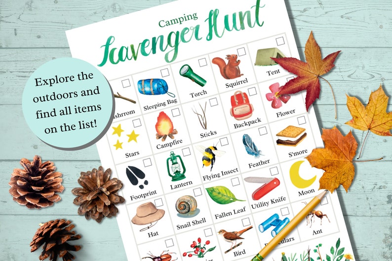 Nature Scavenger Hunt Printable, Forest Treasure Hunt for Kids, Hiking ...