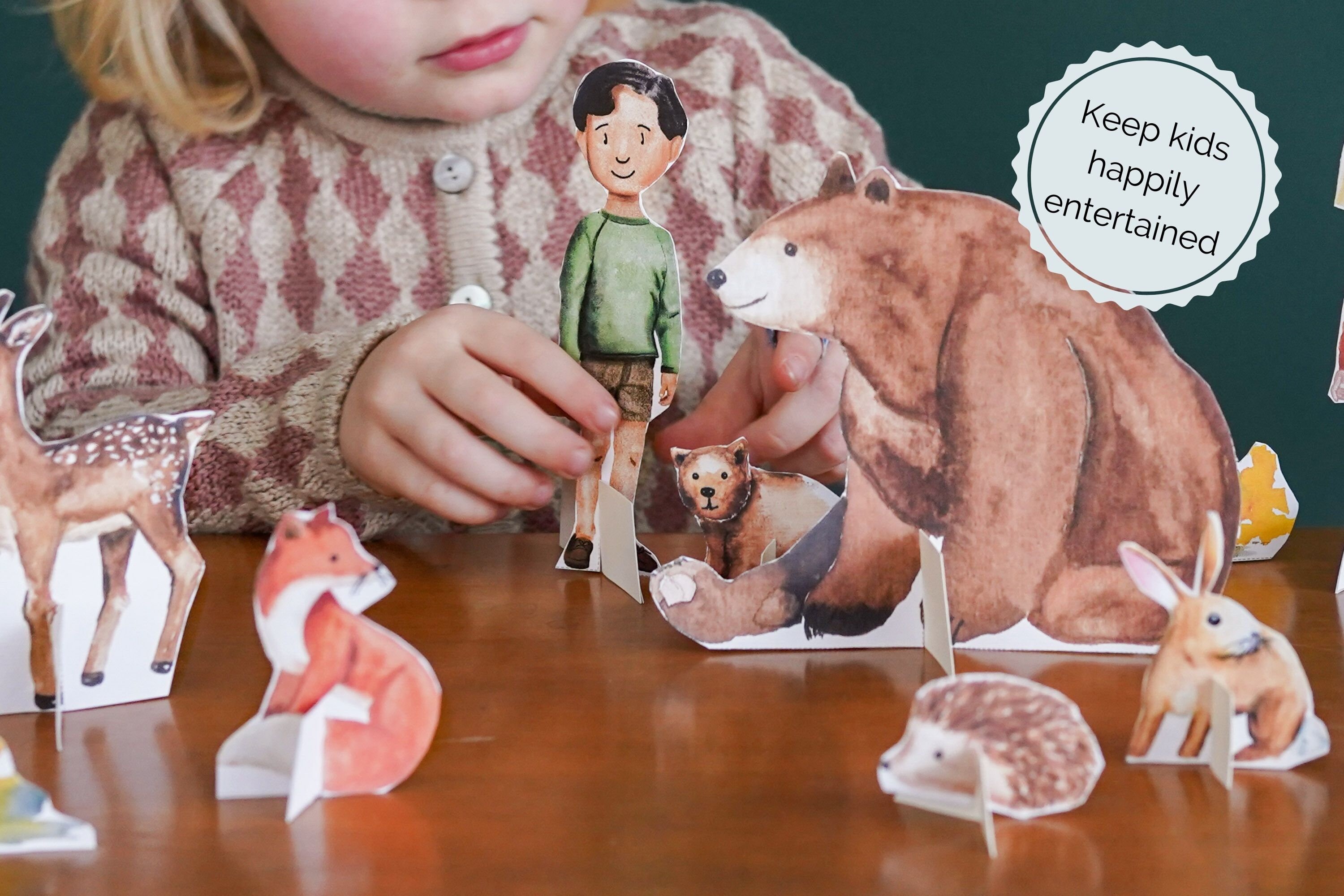 Printable Woodland Paper Dolls, Forest Animal Dolls and Scenery, Paper ...