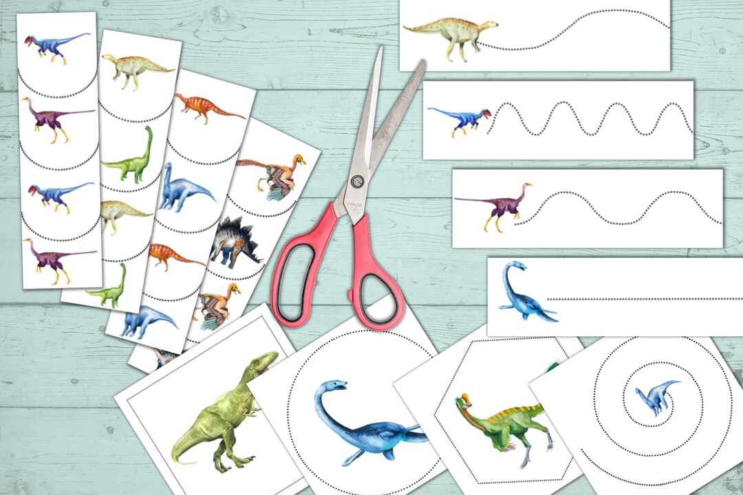 Dinosaurs Scissor Strips Bundle, Cutting Practice, Scissor Skills ...