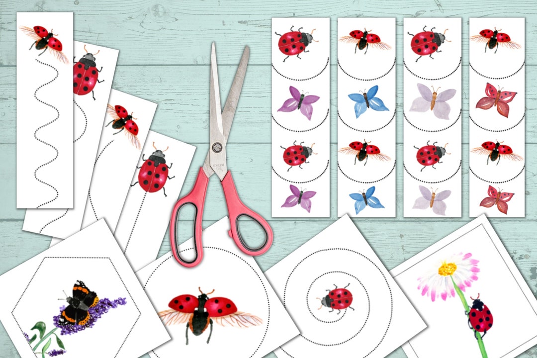 Ladybug Scissors Strips Bundle, Cutting Practice, Spring Scissor Skills ...