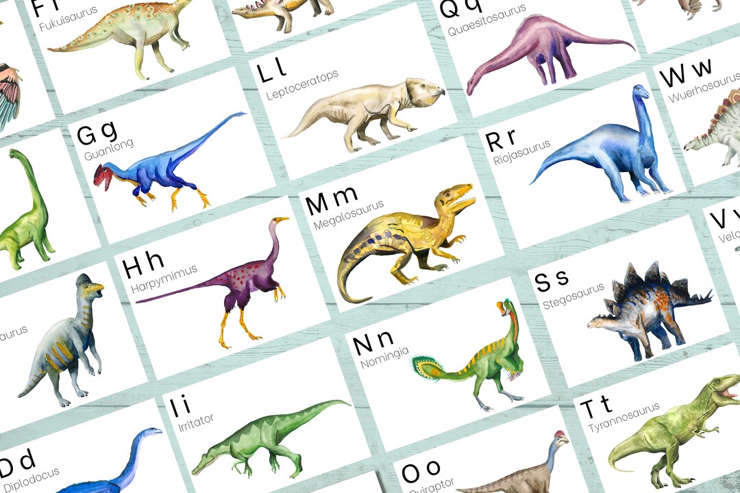 Dinosaur Alphabet Cards, Montessori Letter Flashcards for Kindergarten ...