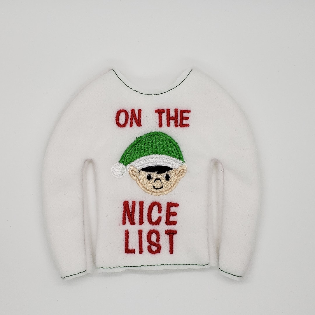Elf Doll Clothes, on the Nice List, Shelf Elf Sweater, Elf Props, Fun ...
