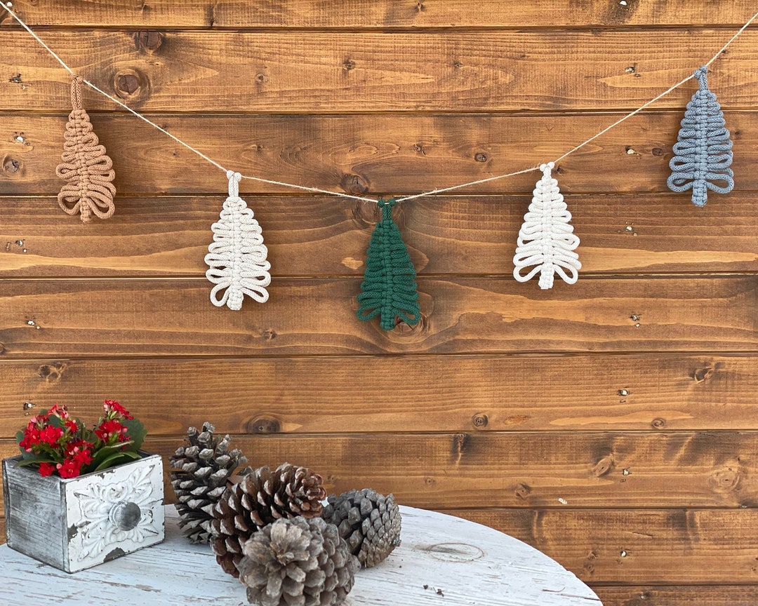 Boho Macrame Christmas Tree Garland Nordic Holiday Decor, Fireplace ...