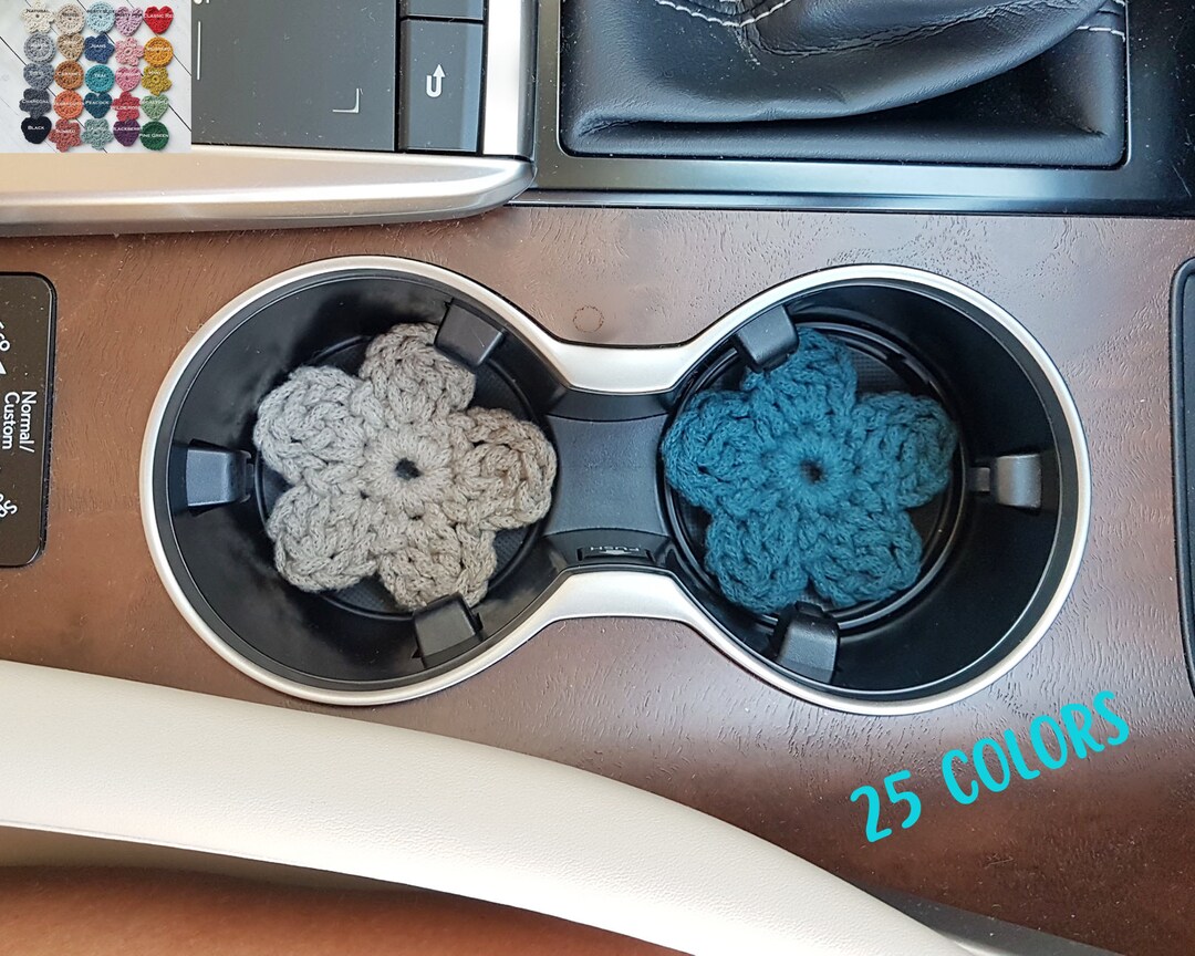 Boho Car Accessories for Women, Floral Car Coasters Set of 2, Girl ...