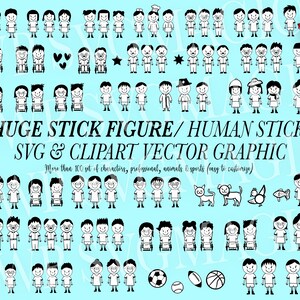 Huge Pack of Hand Drawn Stick Figure SVG, Clipart, Stick People Family ...