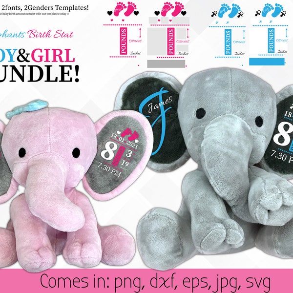 Birth Stats Elephant - Etsy