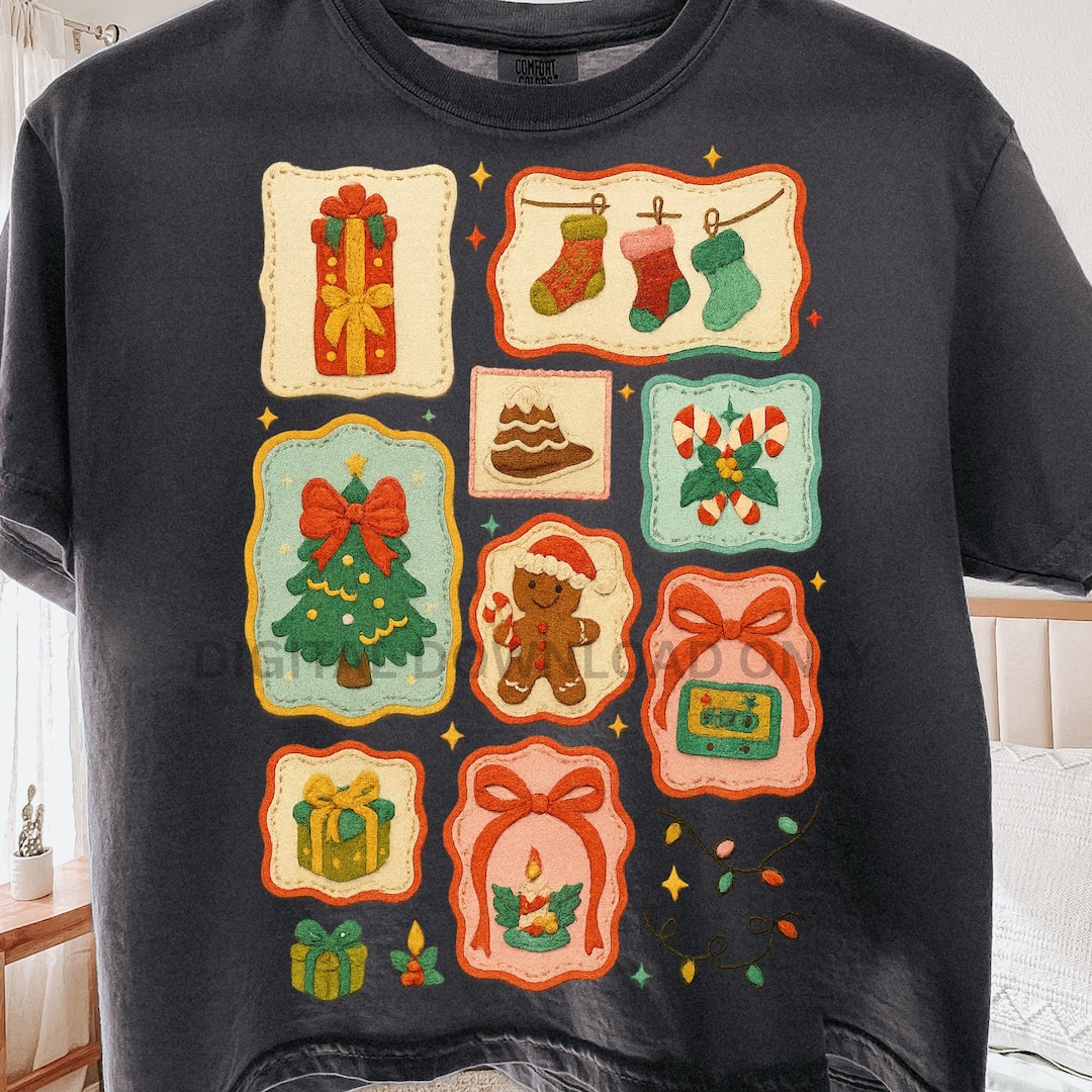 Cozy Felt Christmas Icons PNG | Stitched Patch Clipart Set for Stickers ...