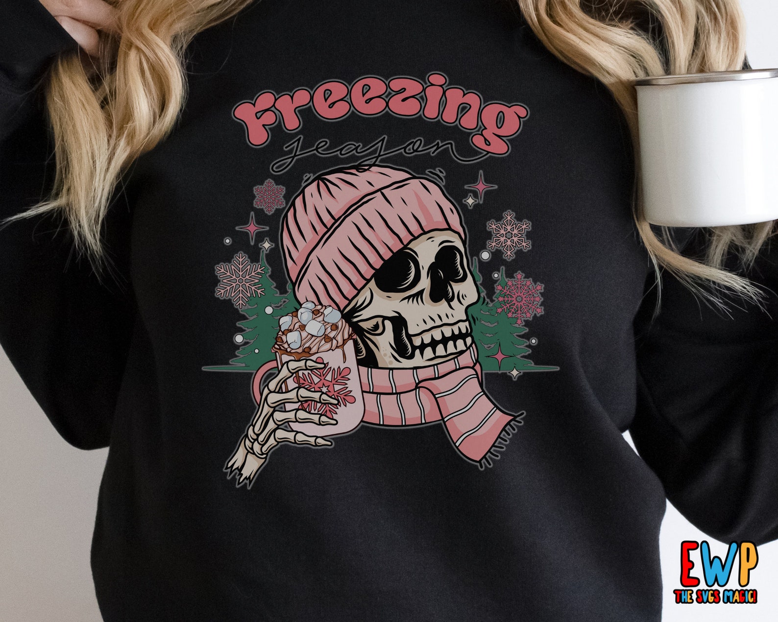 Freezing Season Png Skull Skellie Winter Cocoa Snow - Etsy