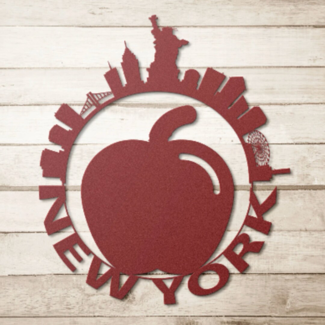 New York City Big Apple Metal Sign - NYC Skyline Large Metal Wall Art ...