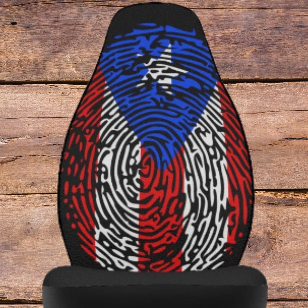 Puerto Rico Flag Thumbprint Universal Front Bucket Seats Covers, Puerto ...