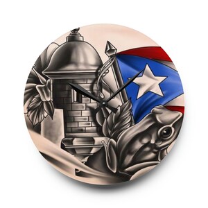 Puerto Rico Coqui, Garita, Puerto Rican Flag Acrylic Wall Clock A ...