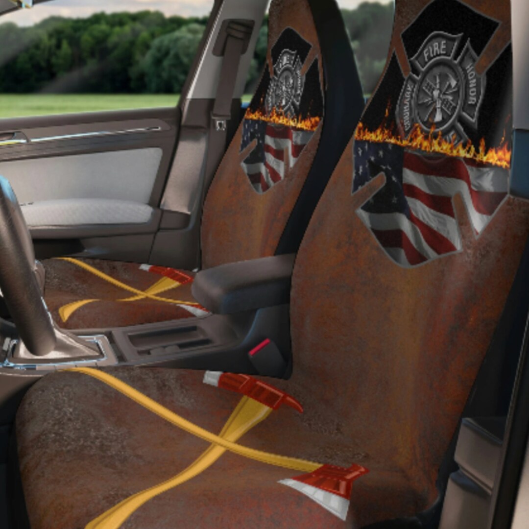 Firefighter Logo Graphic Universal Front Seats Covers Fireman - Etsy