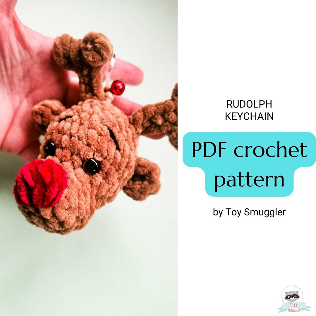 Rudolph Keychain - Scrap Yarn, No Sew PDF Crochet Pattern. Step by Step ...