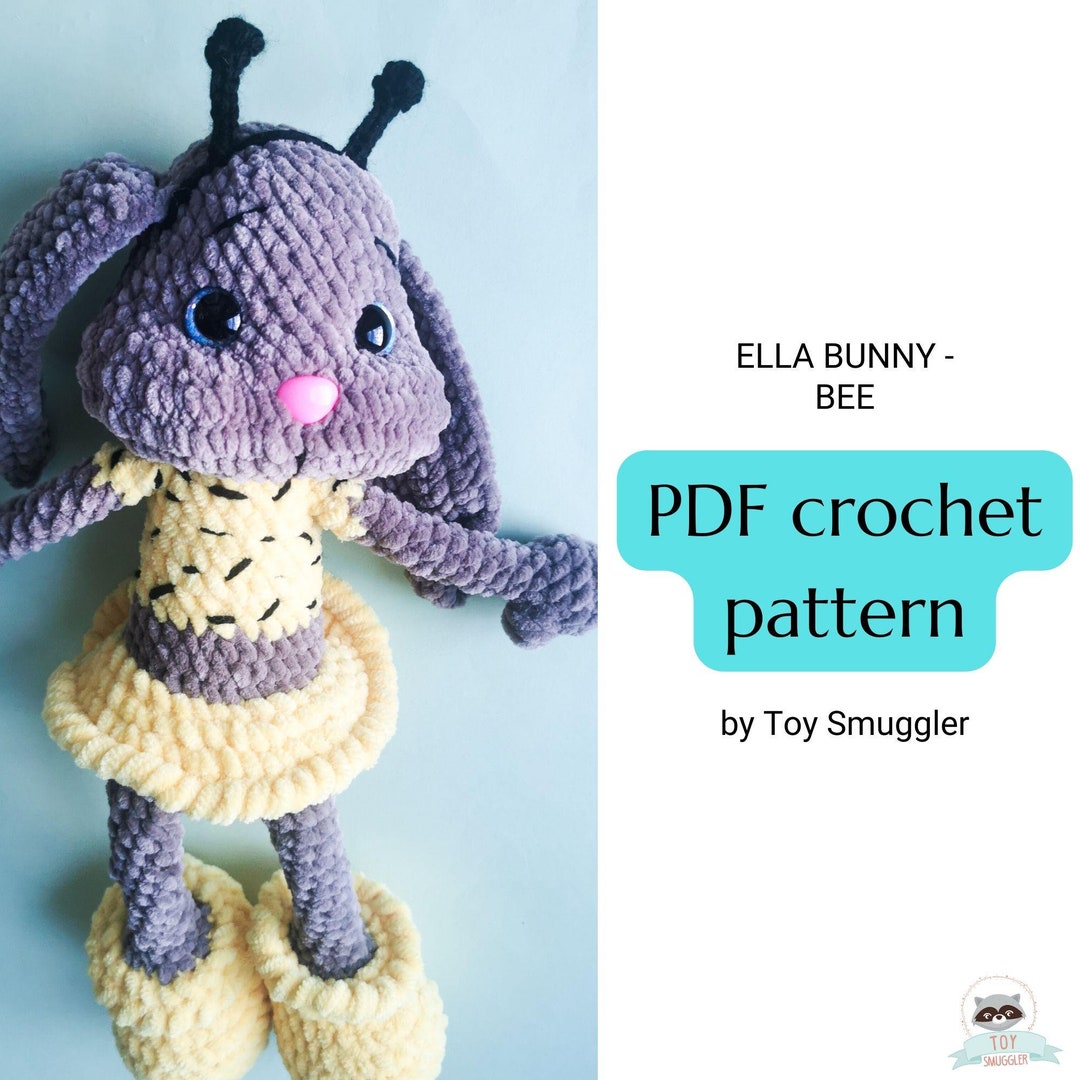 Crochet Amigurumi Ella Bunny Pattern. Handmade Toy. Step by Step Instruction Photo Tutorial. Low ...