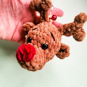 Rudolph Keychain - Scrap Yarn, No Sew PDF Crochet Pattern. Step by Step ...