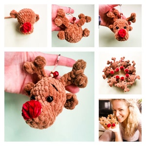 Rudolph Keychain - Scrap Yarn, No Sew PDF Crochet Pattern. Step by Step ...