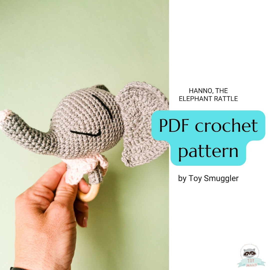 Crochet Amigurumi Elephant Rattle. Hanno, the Elephant Cuddle Toy ...