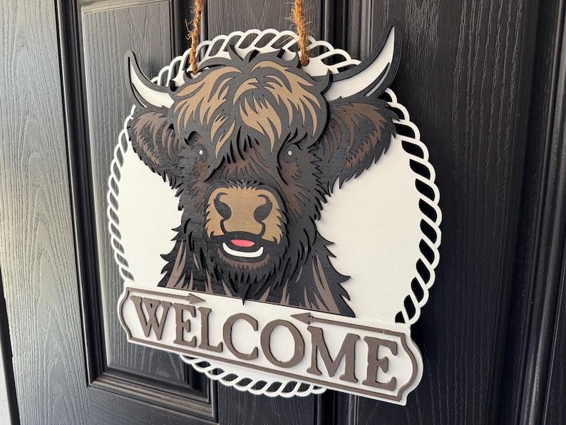 Highland Cow Door Hanger - Etsy