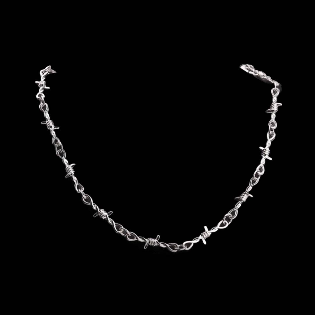 WIRED Detailed Barbed Wire Necklace Goth Punk Hip Hop Alternative ...