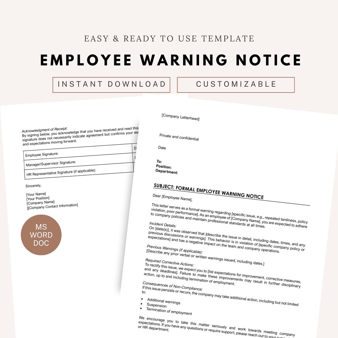 Employee Warning Notice Form, Printable Employee Discipline Write-up ...