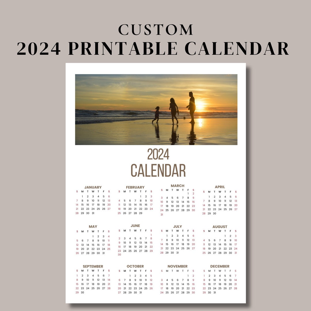 Calendar Printable, 2024 Photo Calendar Template, Photography Calendar ...