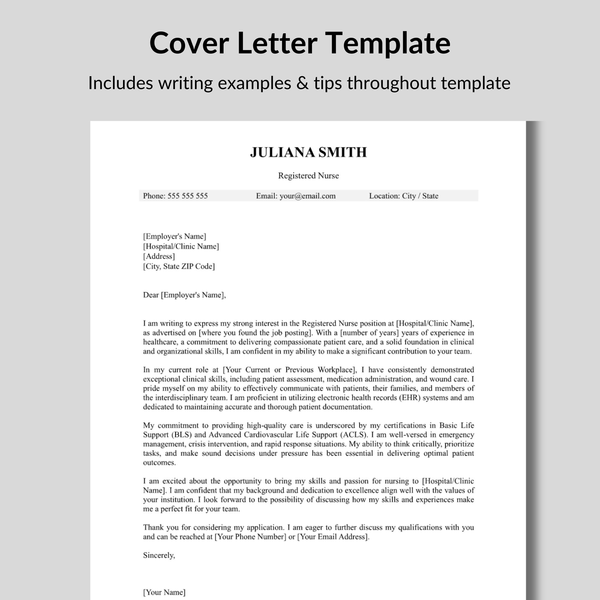 Nurse Resume Template Nurse Cover Letter RN Resume Nurse - Etsy