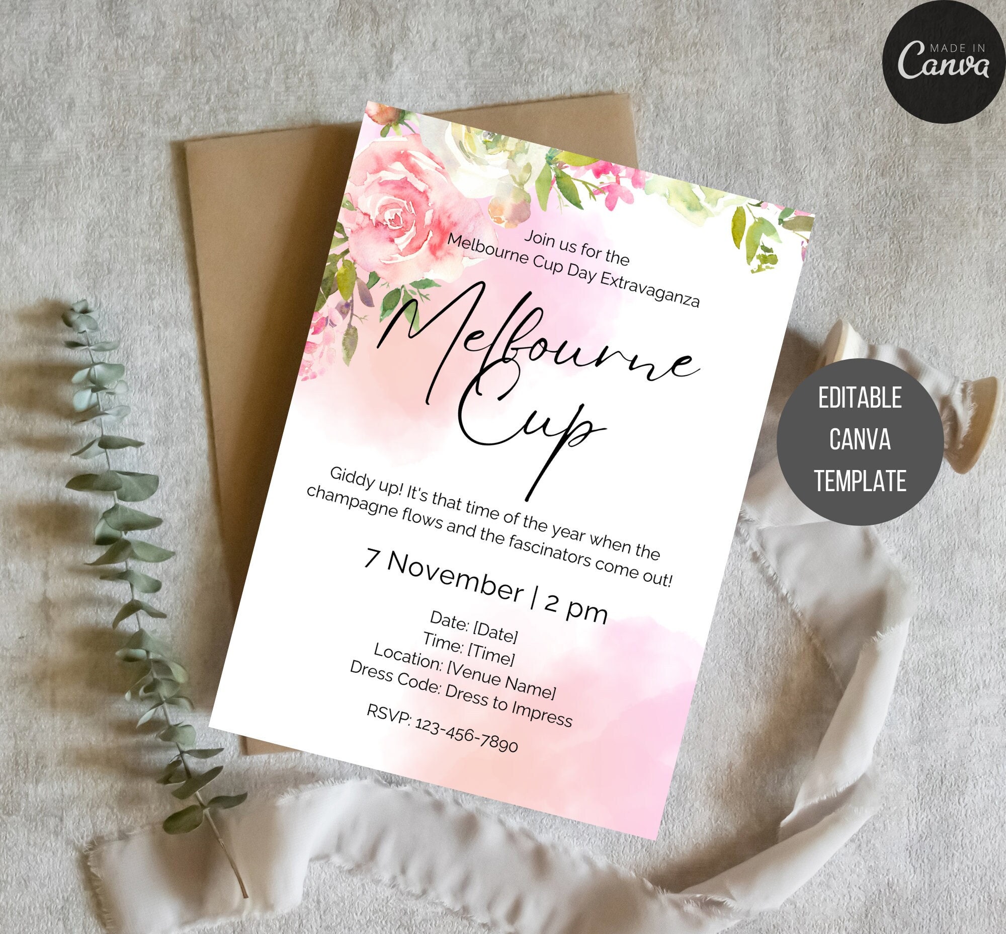 Melbourne Cup Invitation Floral Melbourne Cup Invite the - Etsy