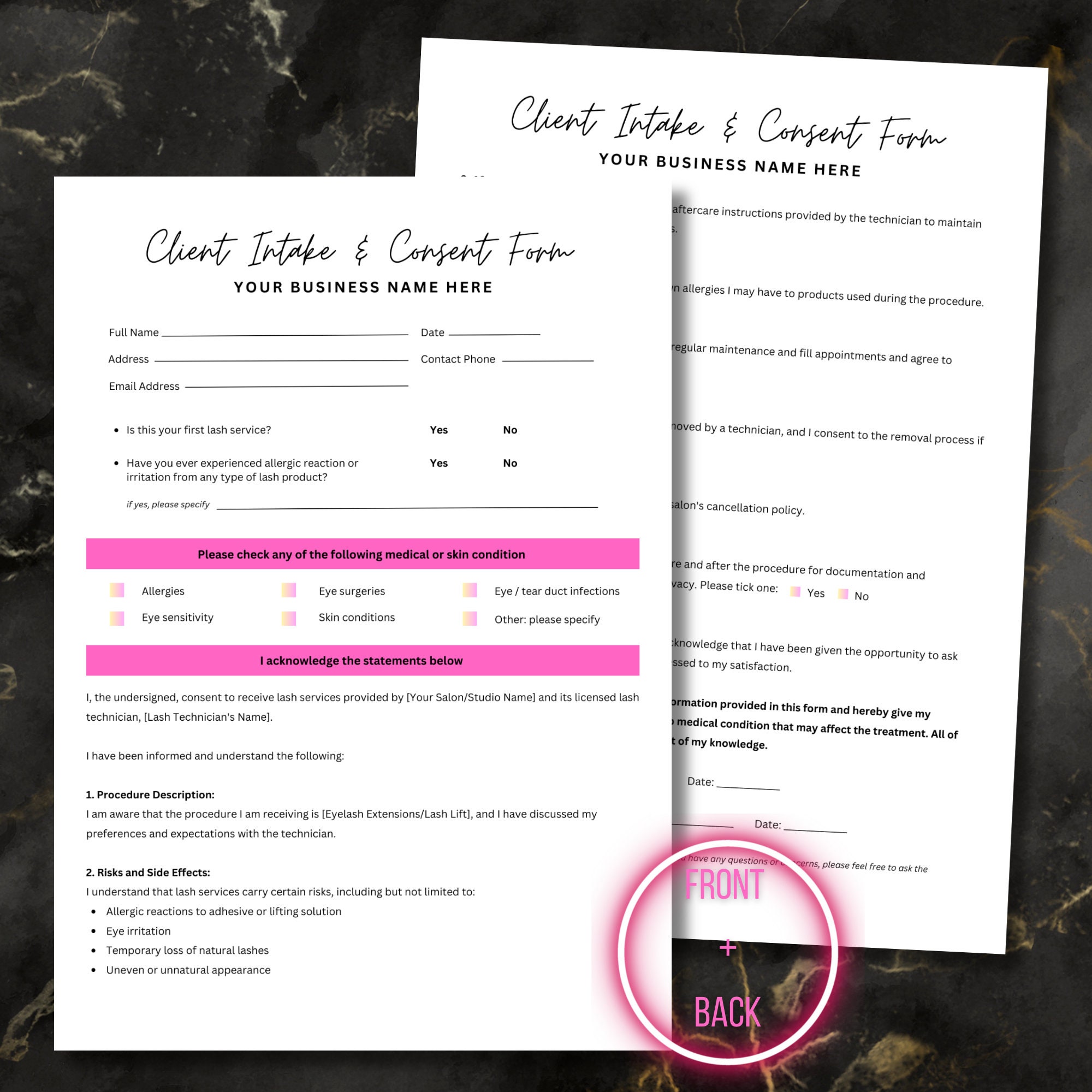 Editable Consent Templates Lash Tech Consent Form Editable - Etsy