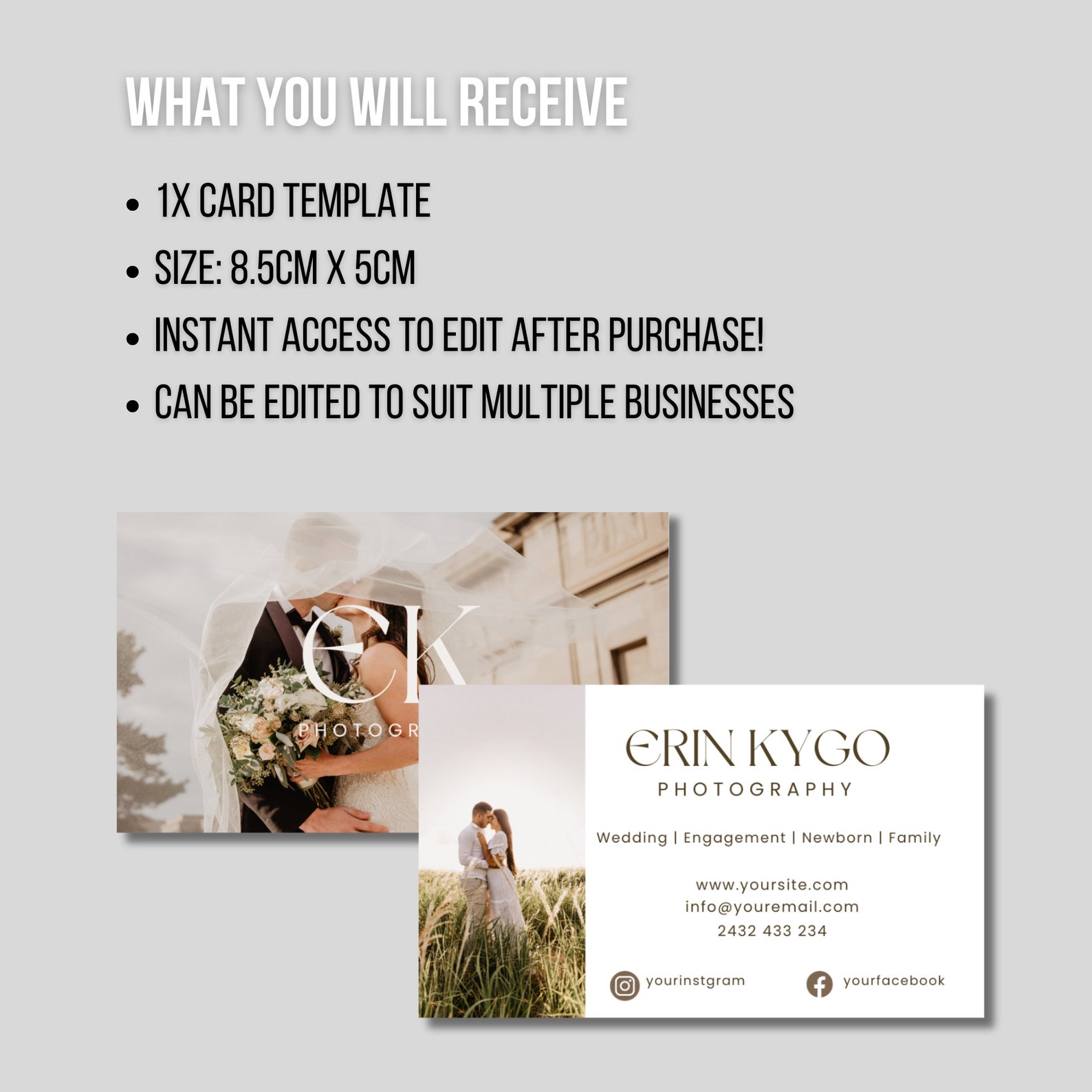 Editable Photographer Business Card, Photographer Card Design, Wedding ...