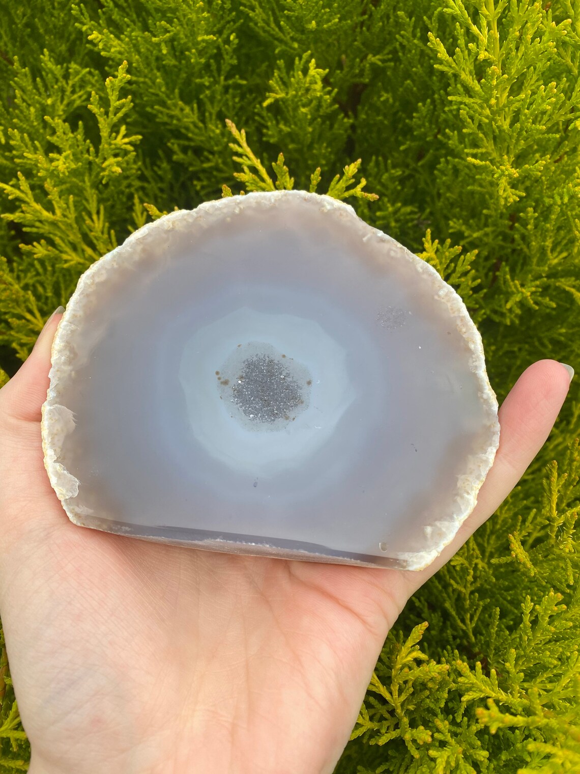 Blue agate geode slice polished front | Etsy