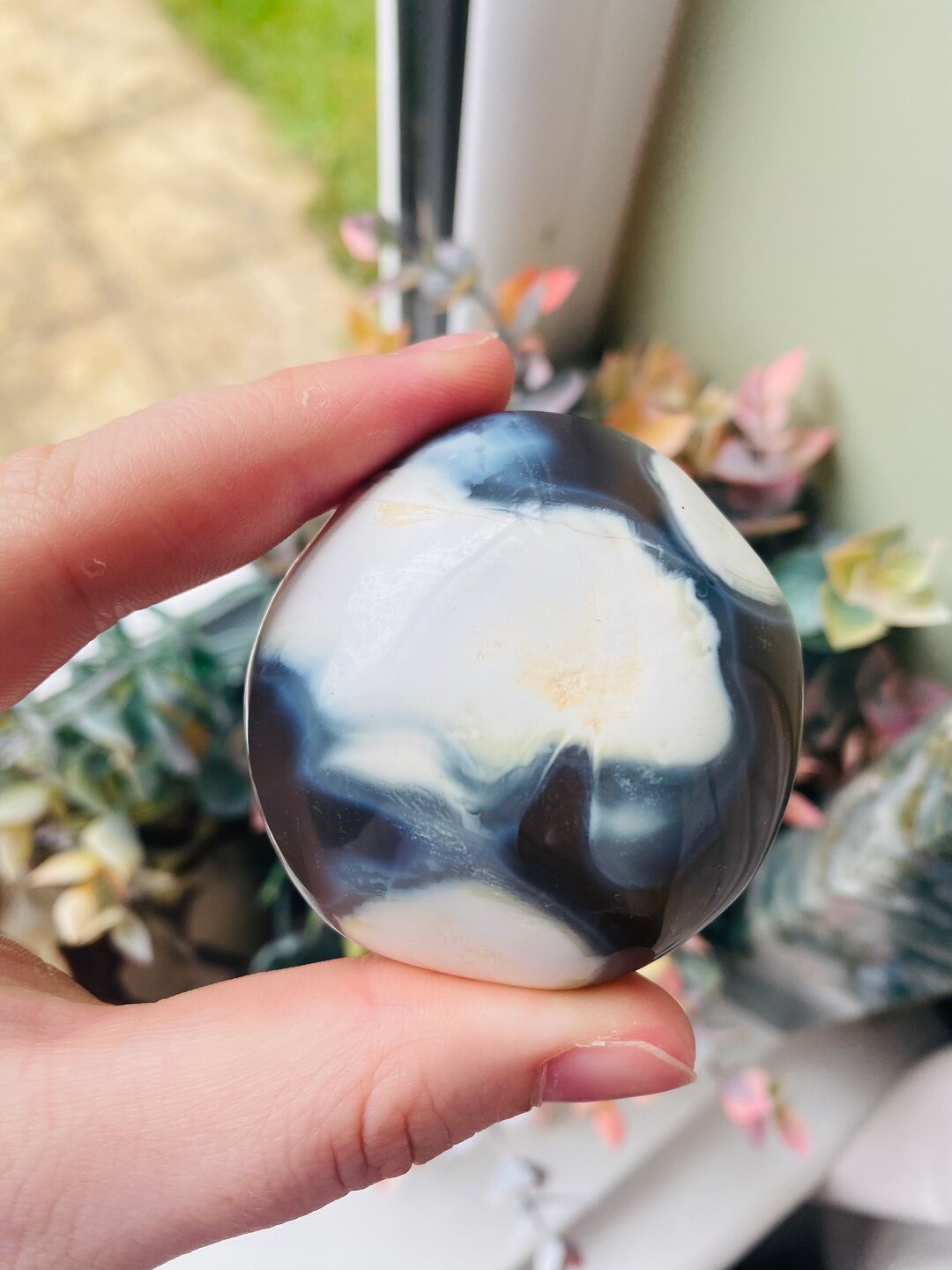 Orca Agate Palmstone Grey Agate Crystal Display Piece Grounding ...