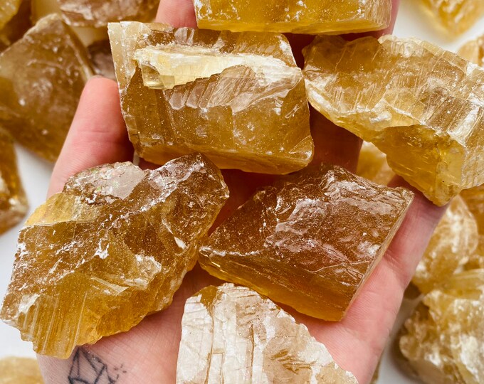 Honey Calite Raw Chunks | Rough Honey Calcite | Crystal Gifts | Earth ...