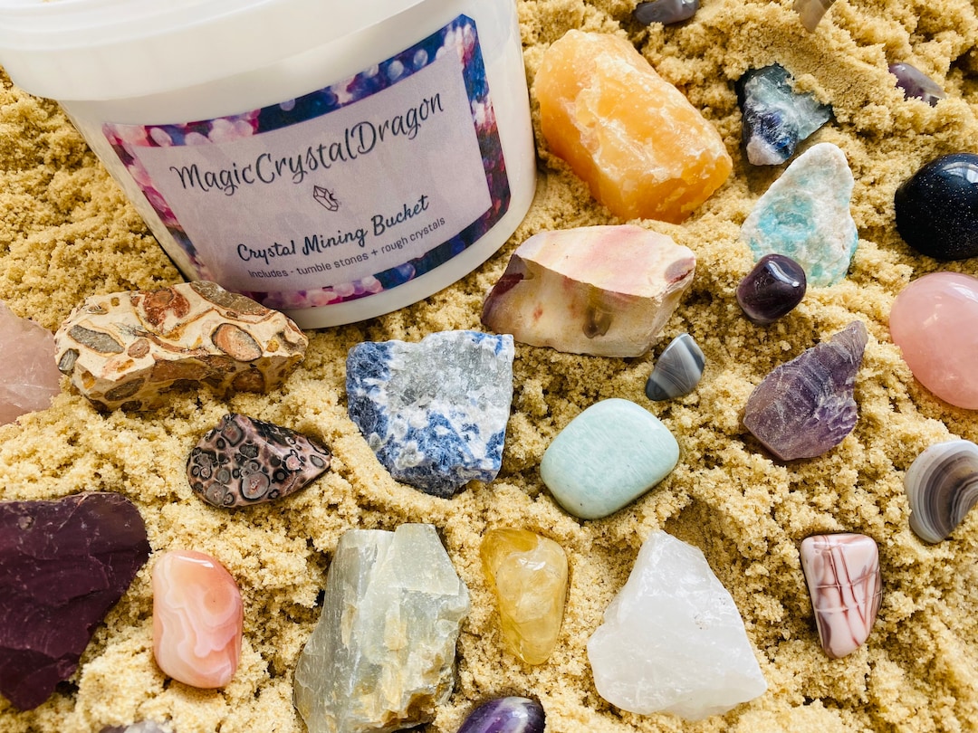 Crystal Mining Buckets | 2 Sizes to Choose From | 4 Rough Crystals ...