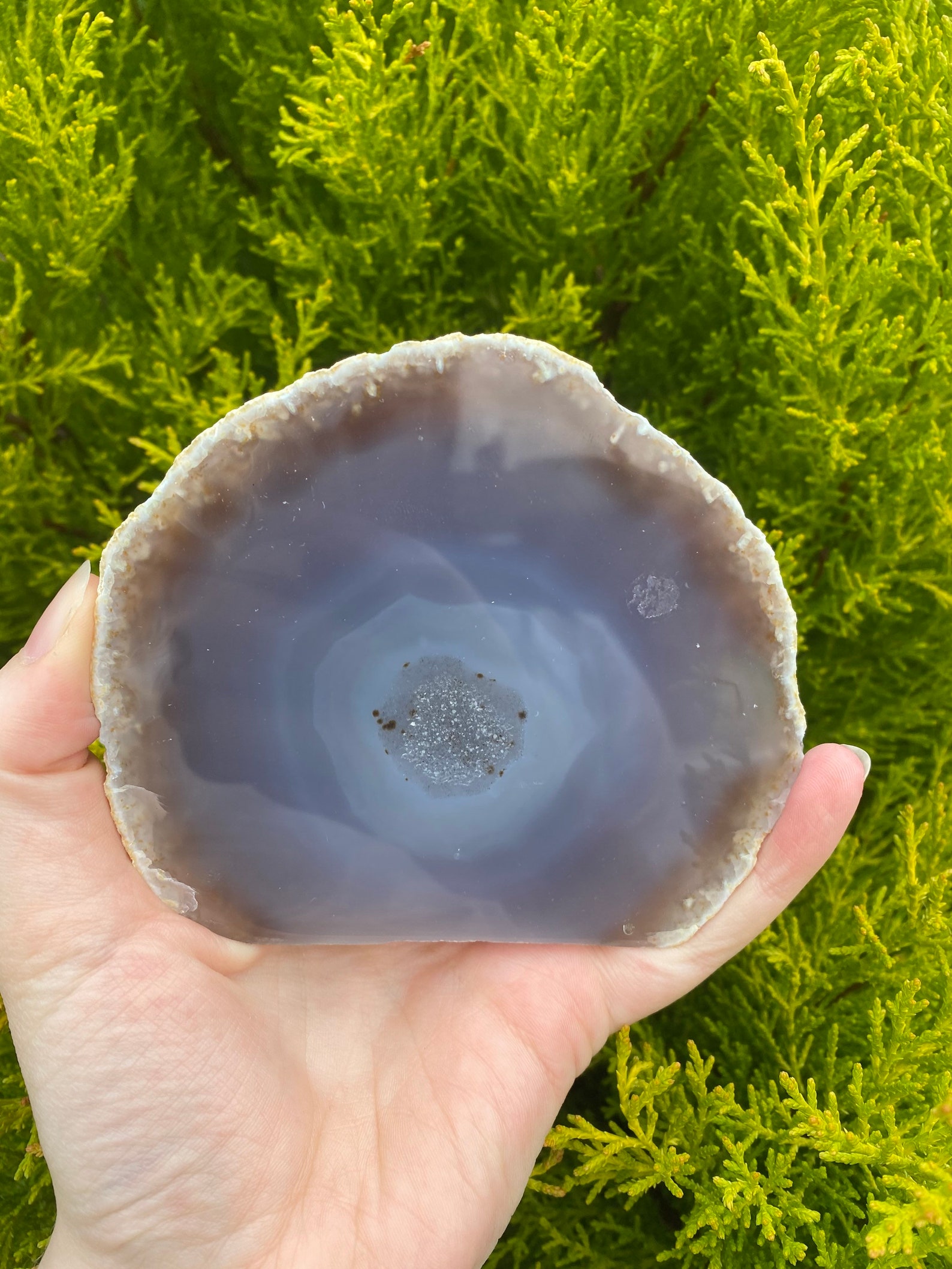 Blue agate geode slice polished front | Etsy