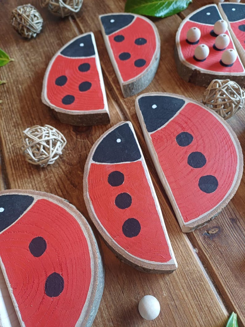 Ladybird Matching & Counting Log Slices - Etsy UK