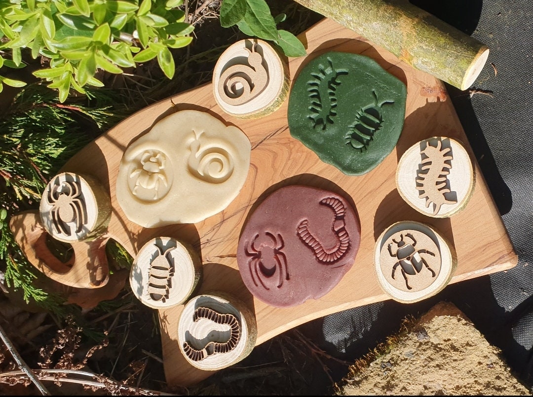 Insect Minibeast Bugs Log Slices Patterns Play Dough Stampers Stamps ...