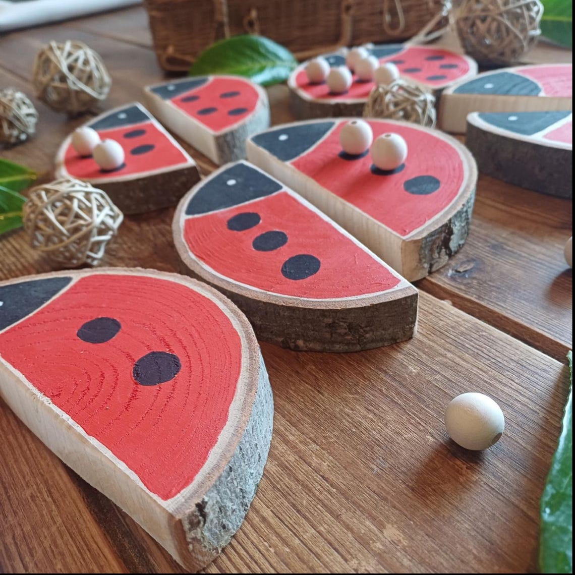Ladybird Matching & Counting Log Slices - Etsy UK