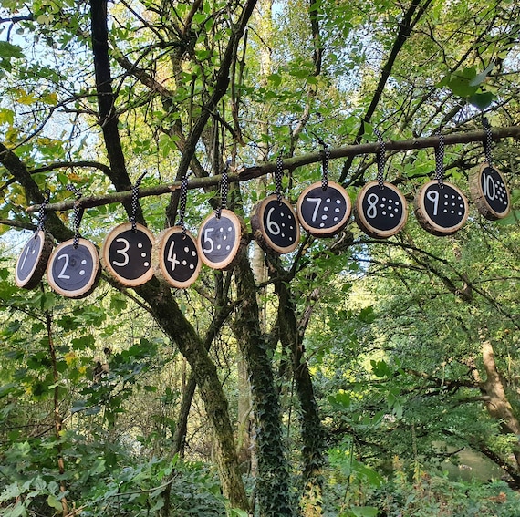 Natural Number Line Log Slice Numbers Painted Chalkboard 1-10 - Etsy UK