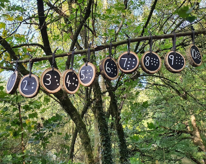 Natural Number Line Log Slice Numbers Painted Chalkboard 1-10 - Etsy UK