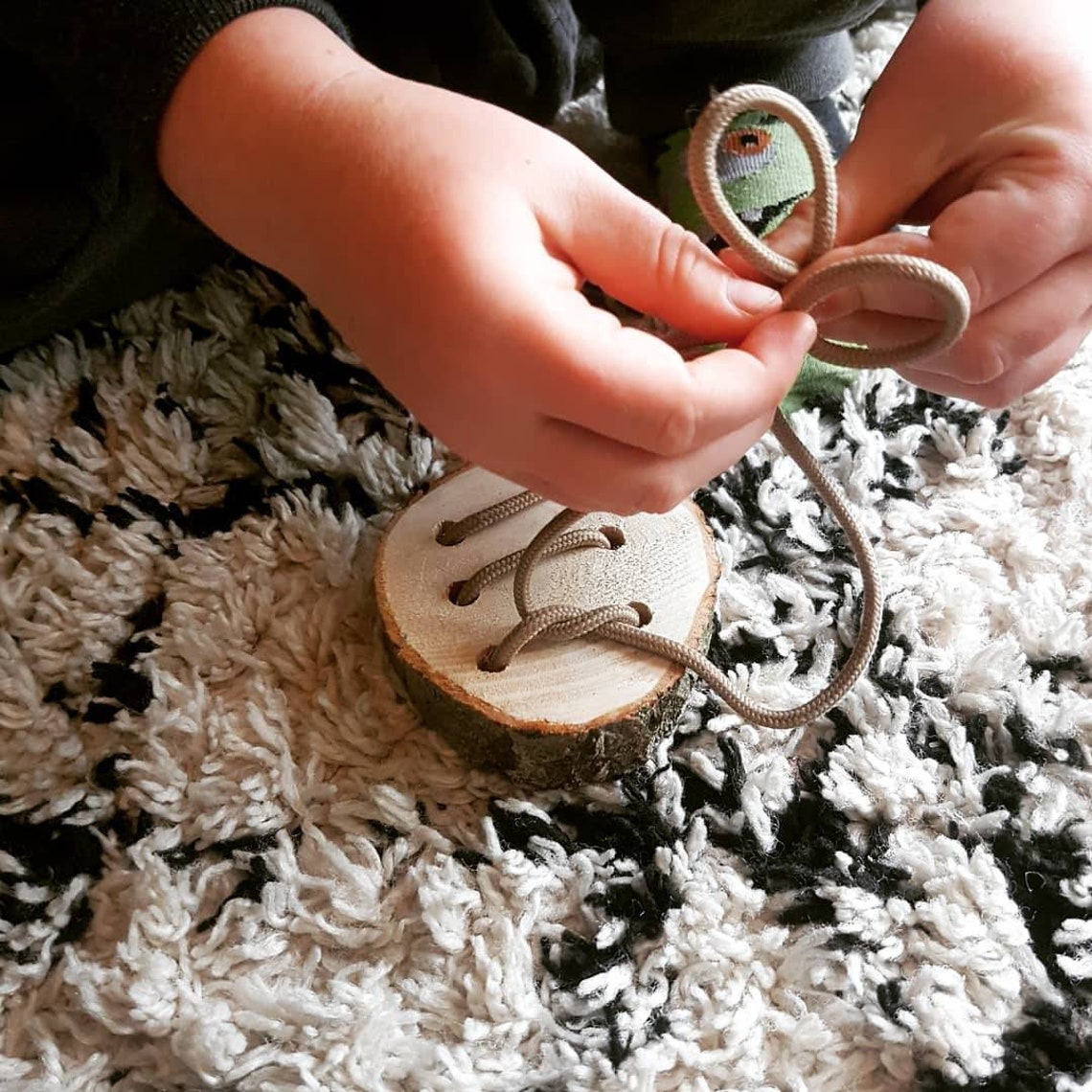 Wooden Log Tree Slice Discs Threading Set Fine Motor Finger | Etsy