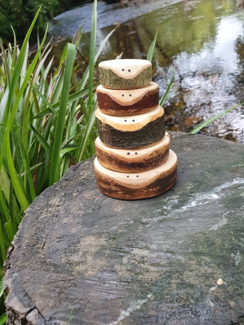 Flat Stacking Loglets Natural Log Slice Wooden Stacker Toy Nursery ...