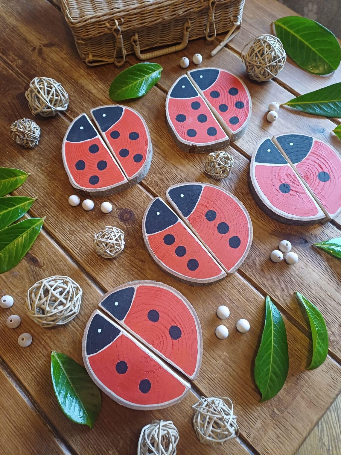 Ladybird Matching & Counting Log Slices - Etsy UK